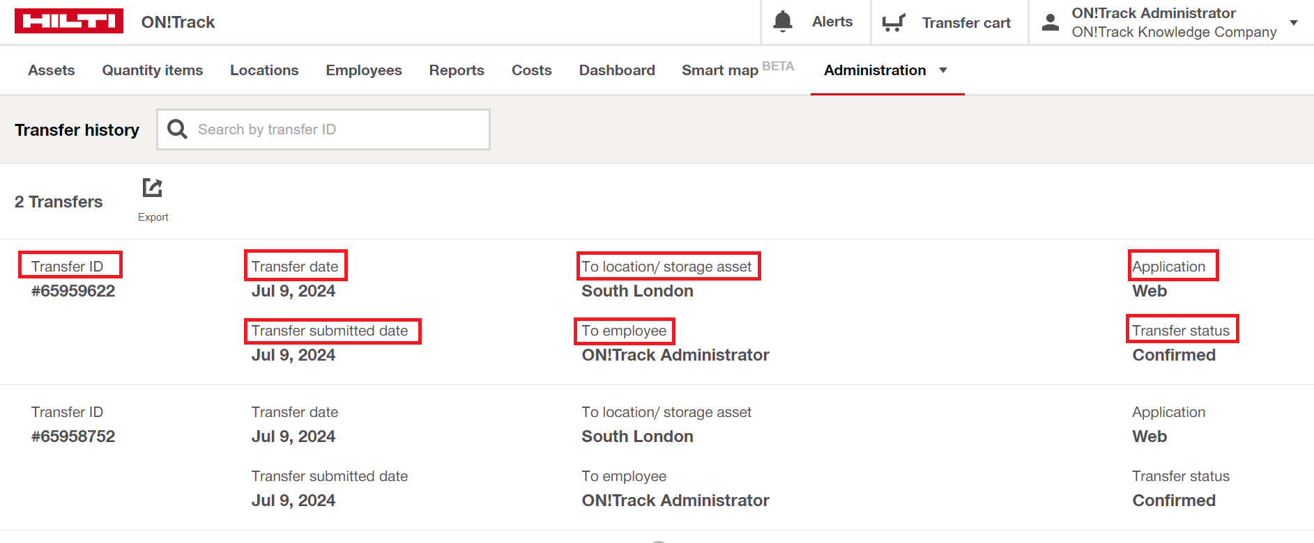 How automated transfers work – Hilti ON!Track (English)