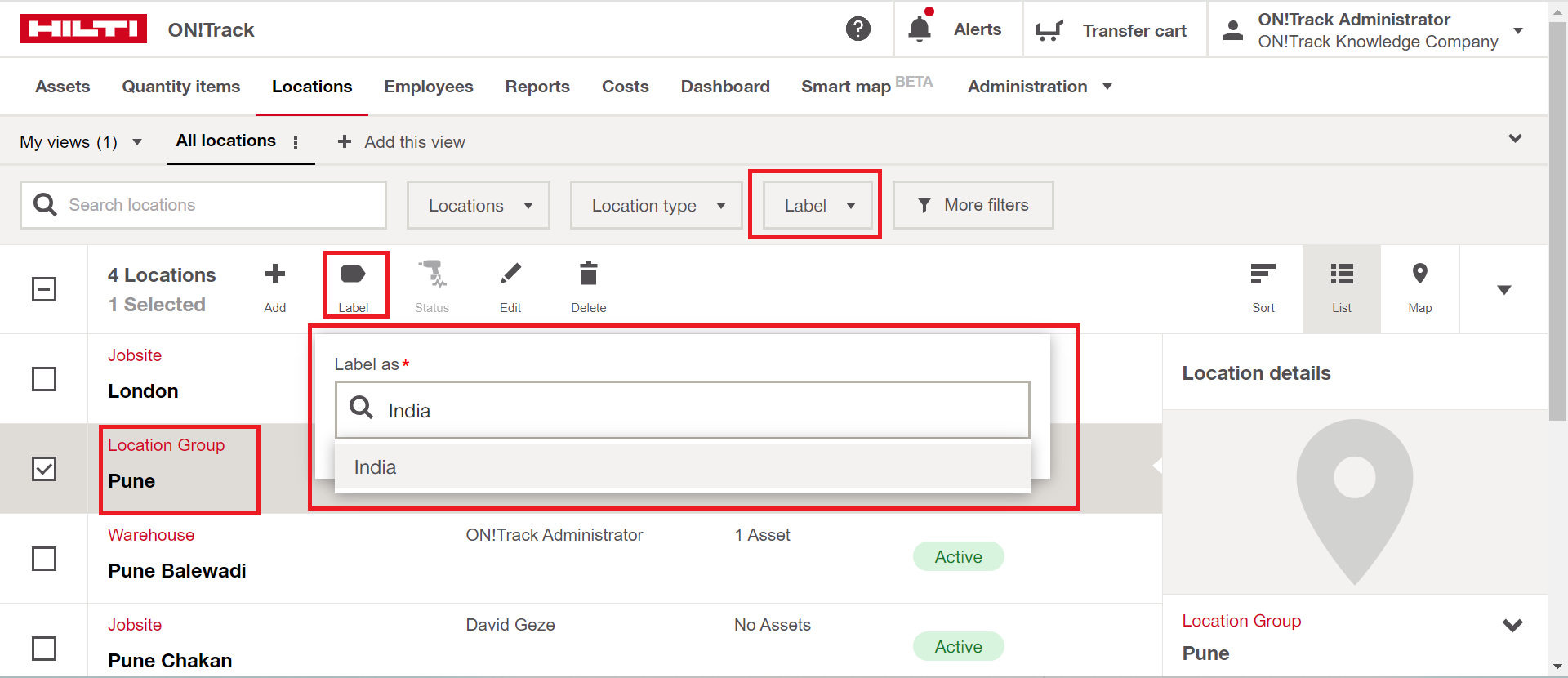 How to add labels to entities (locations, assets/quantity items, and employees) – Hilti ON!Track ...