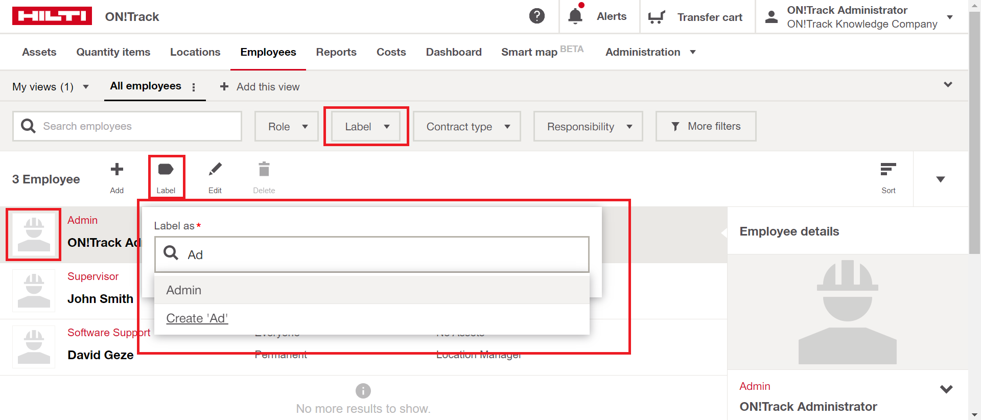 How to add labels to entities (locations, assets/quantity items, and employees) – Hilti ON!Track ...