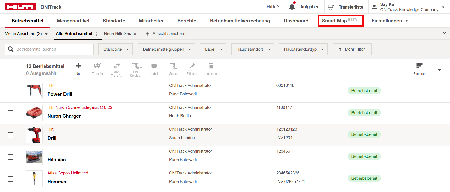 Was ist die Smart Map? – Hilti ON!Track (Deutsch)