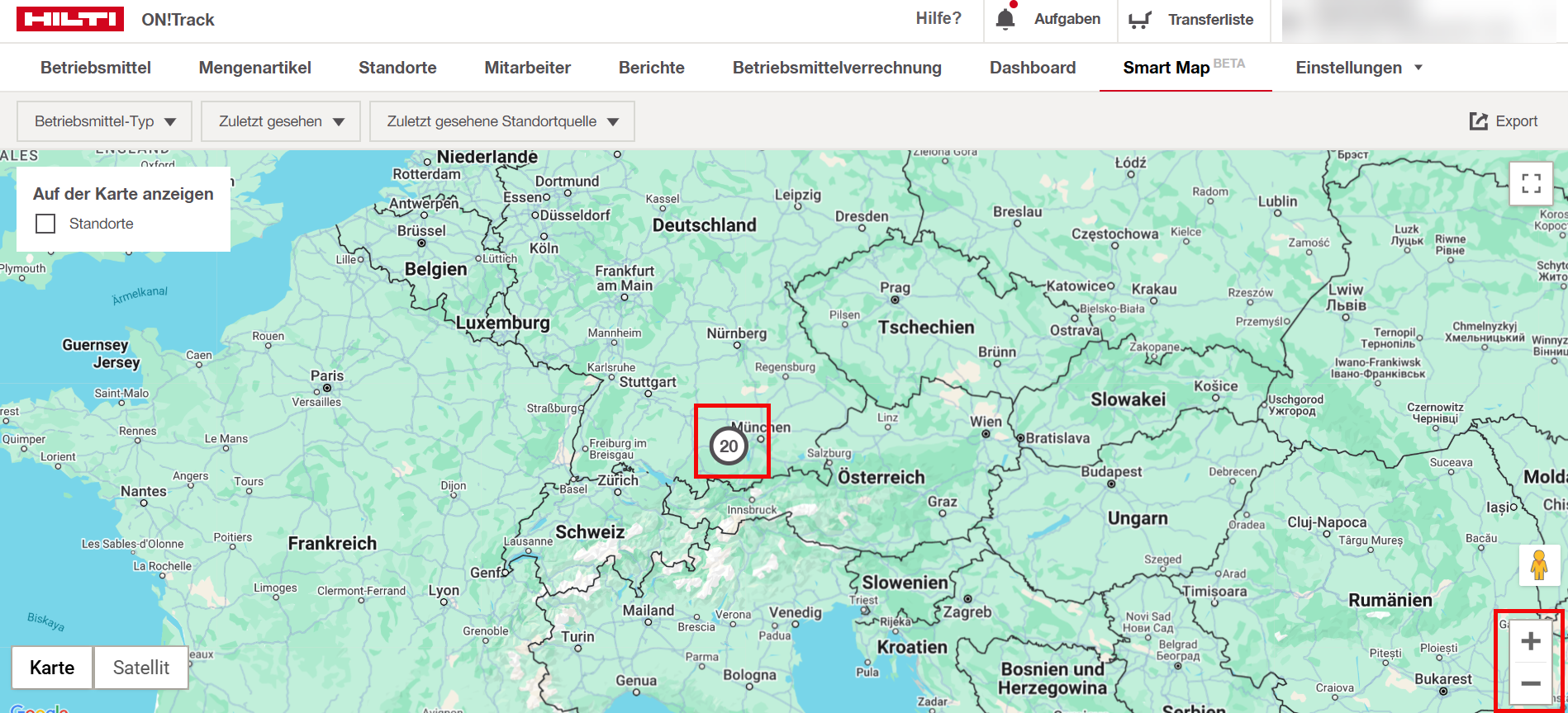 Was ist die Smart Map? – Hilti ON!Track (Deutsch)