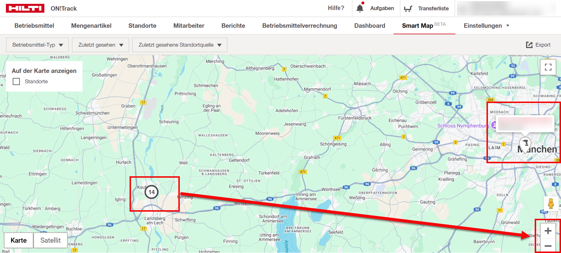 Was ist die Smart Map? – Hilti ON!Track (Deutsch)
