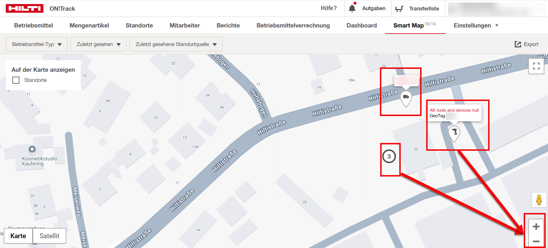 Was ist die Smart Map? – Hilti ON!Track (Deutsch)