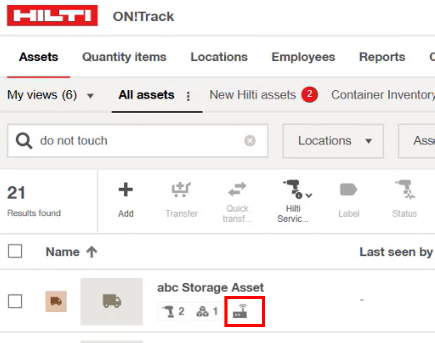 What is the meaning of gateway icon in asset list view? – Hilti ON ...