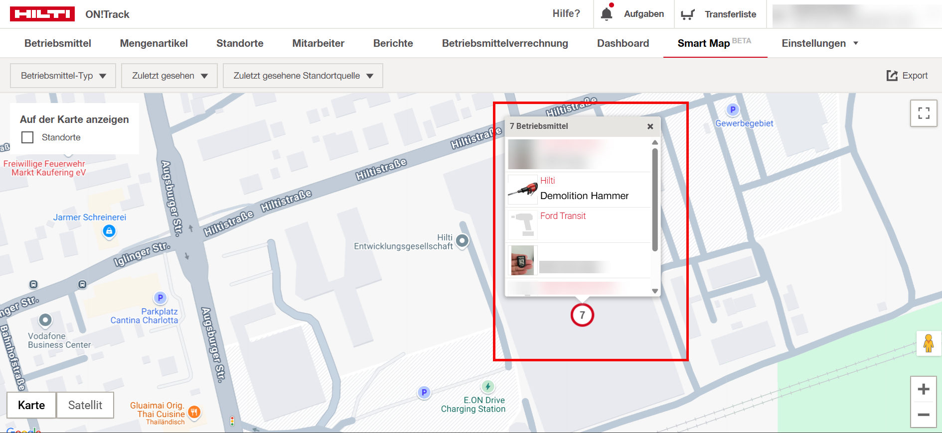 Was ist die Smart Map? – Hilti ON!Track (Deutsch)
