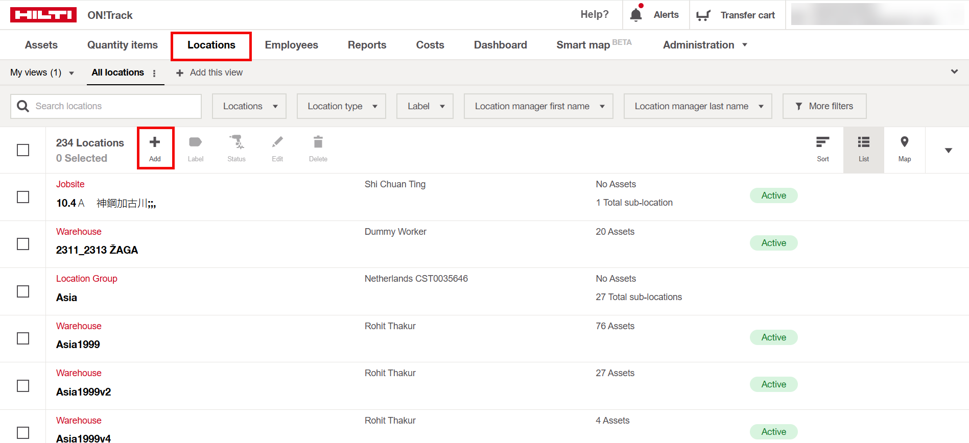 How to create a location in ON!Track – Hilti ON!Track (English)