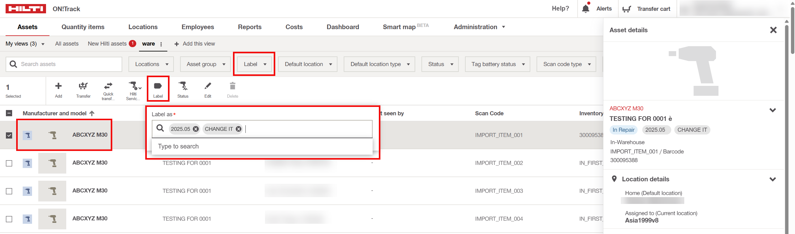 How to add labels to entities (locations, assets/quantity items, and employees) – Hilti ON!Track ...