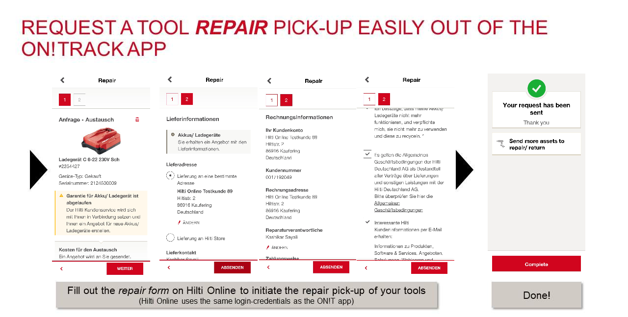 How to arrange a Hilti tool repair – Hilti ON!Track (English)