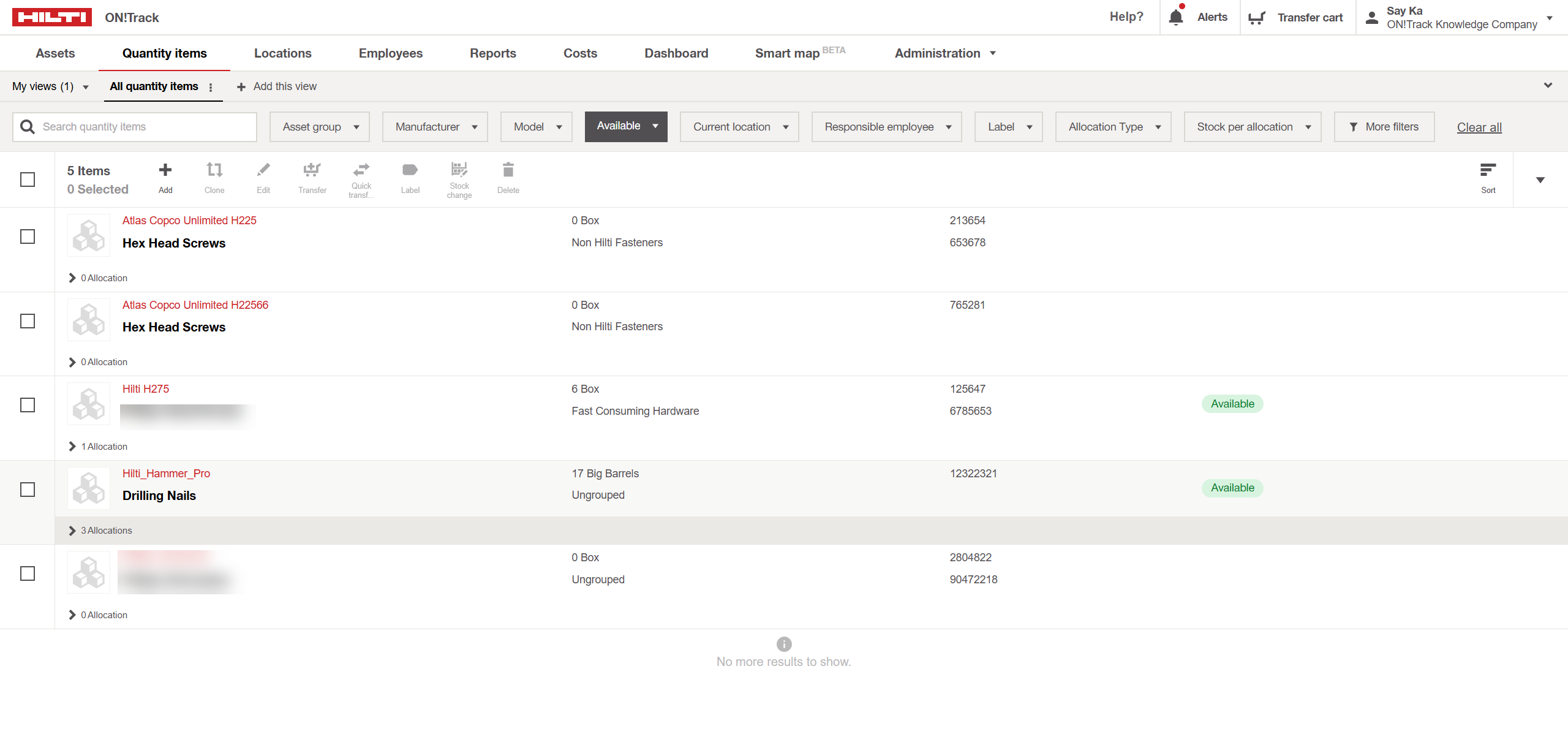 How to import new quantity items allocations – Hilti ON!Track (English)