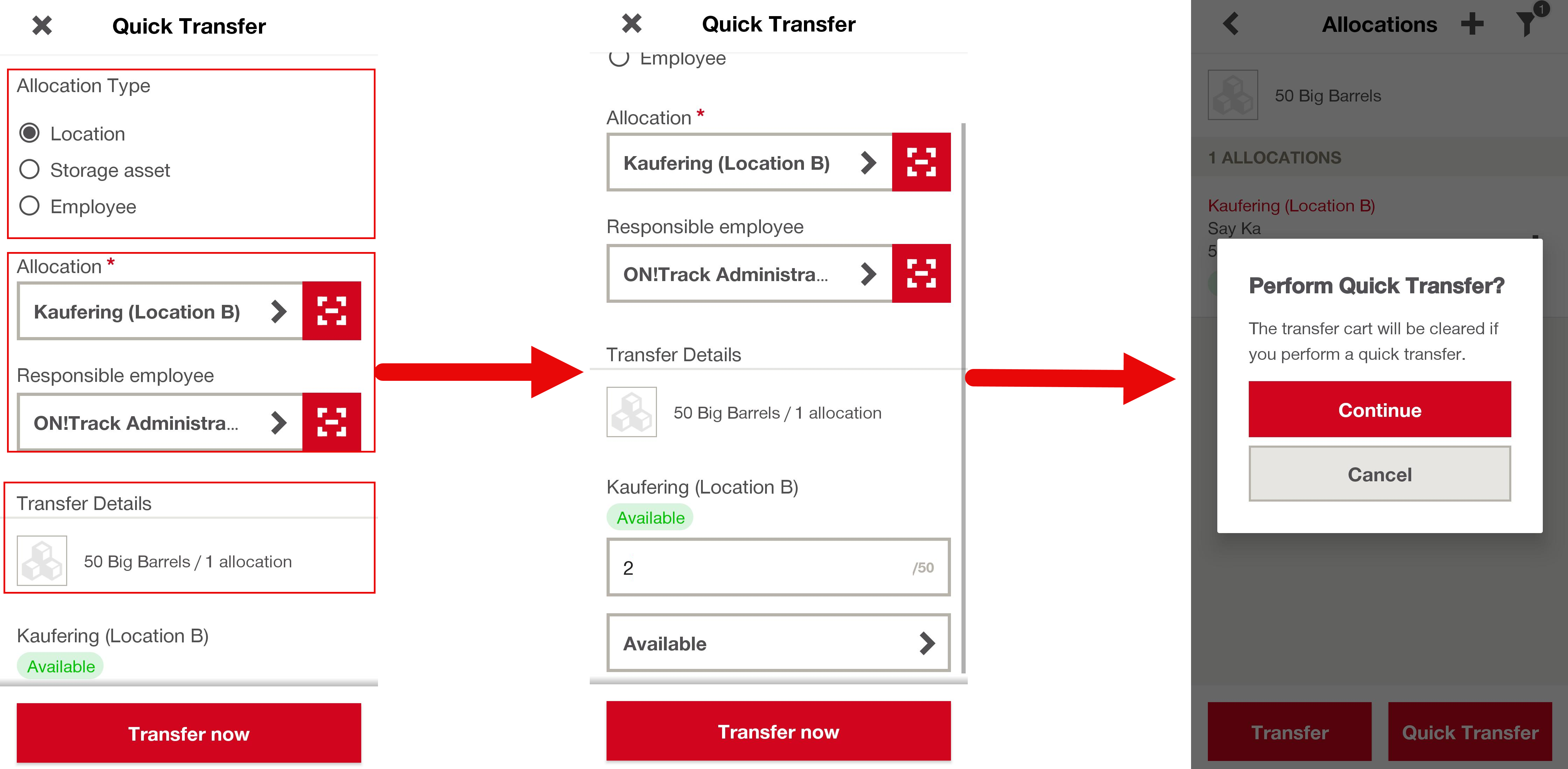 How quantity item transfers work vs asset transfers using mobile ...