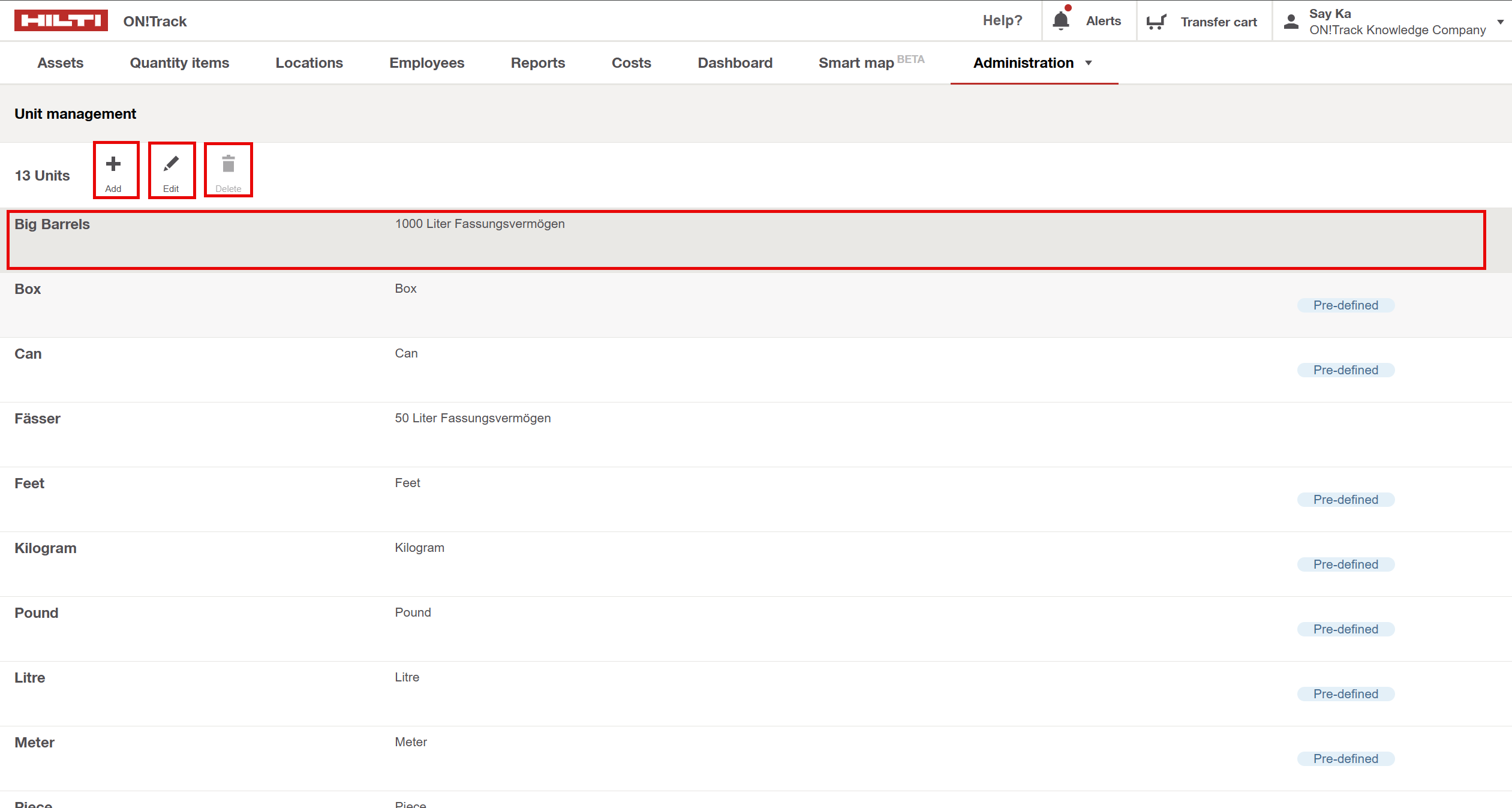 How to configure unit measurement settings – Hilti ON!Track (English)