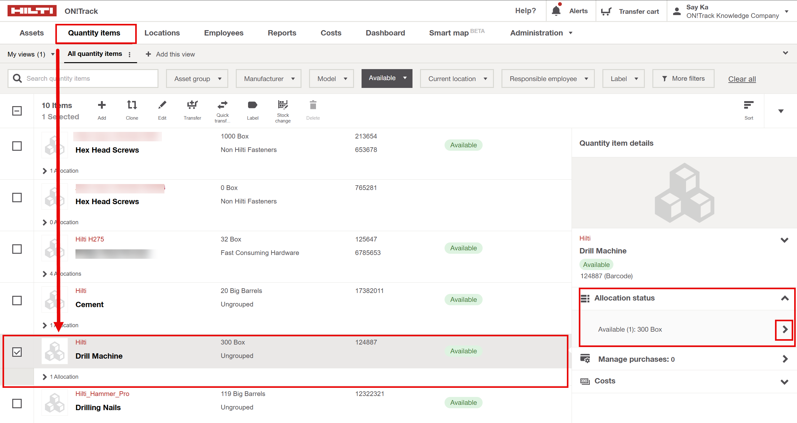 How to add/edit allocations using web platform – Hilti ON!Track (English)