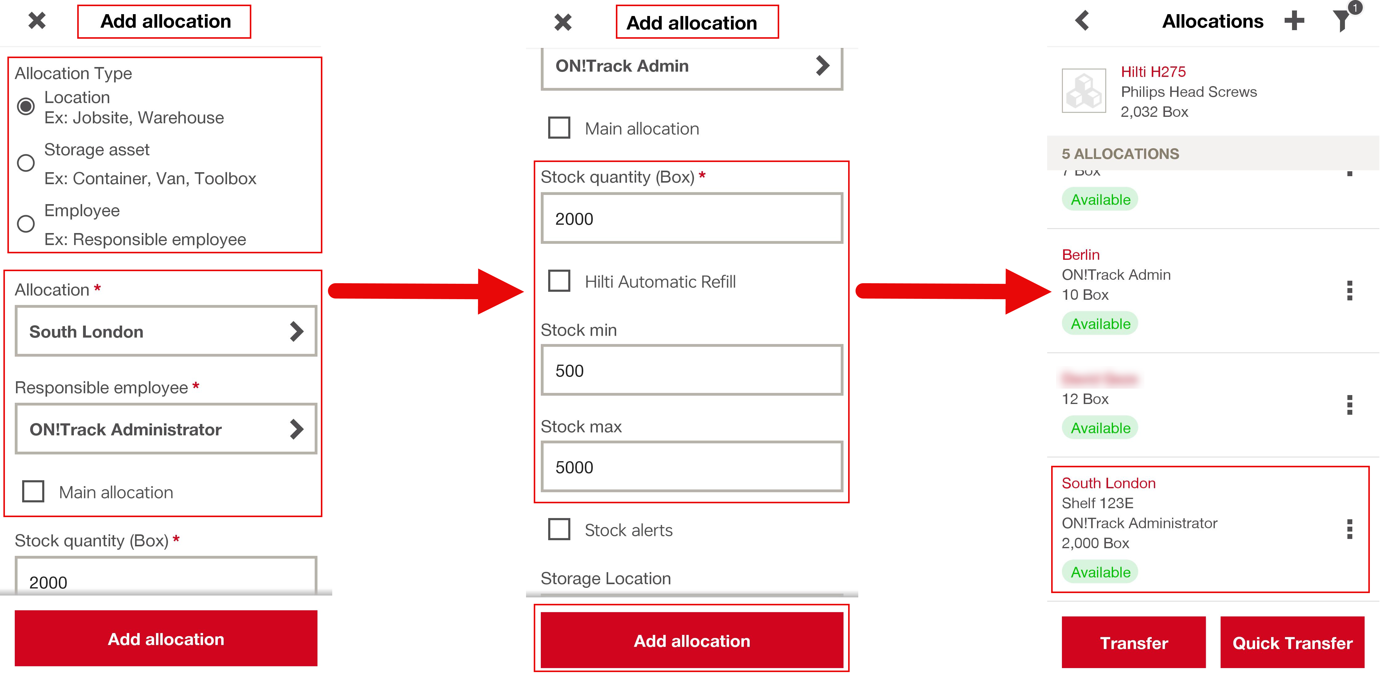 How to add/edit allocations using mobile application – Hilti ON!Track ...