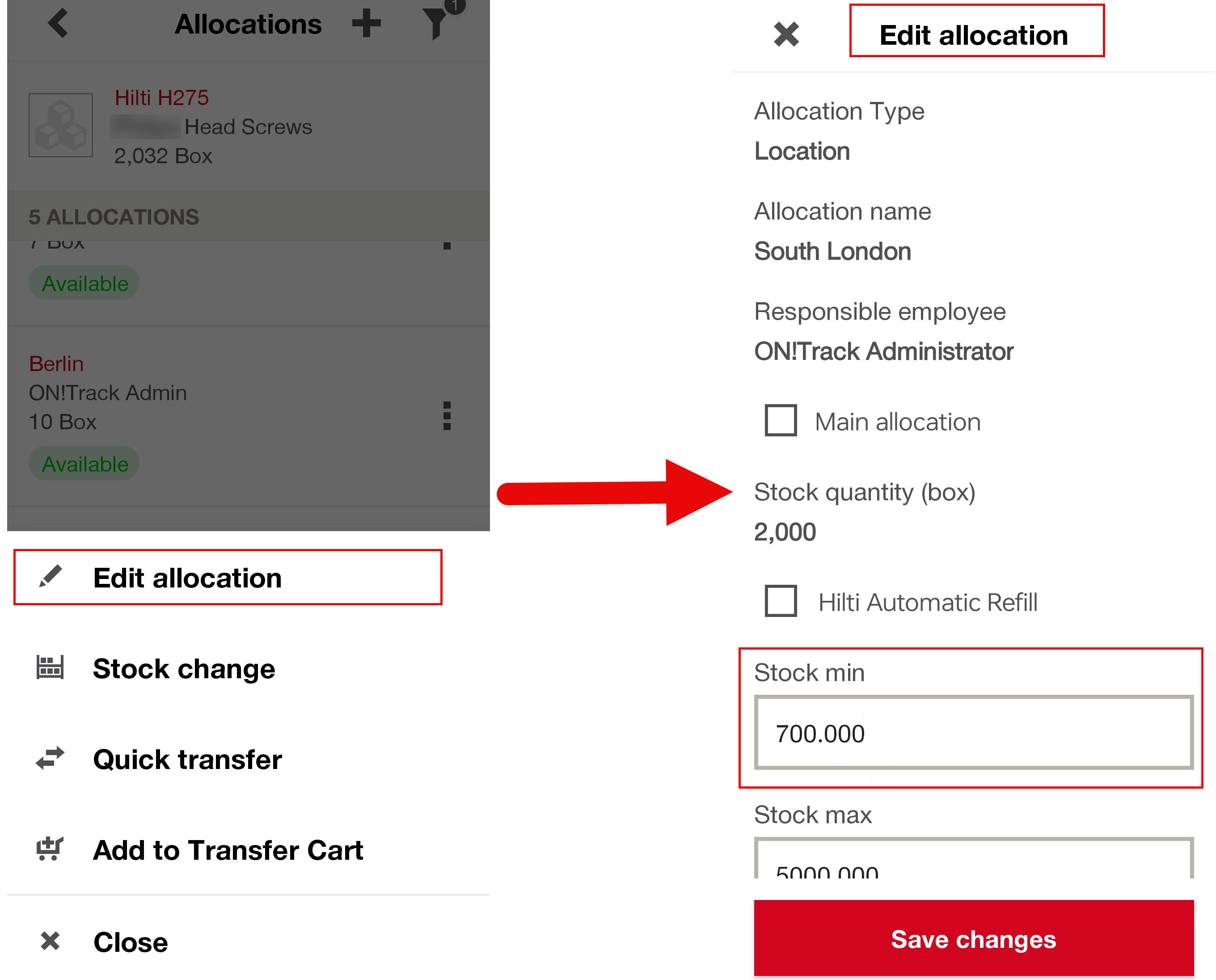 How to add/edit allocations using mobile application – Hilti ON!Track (English)