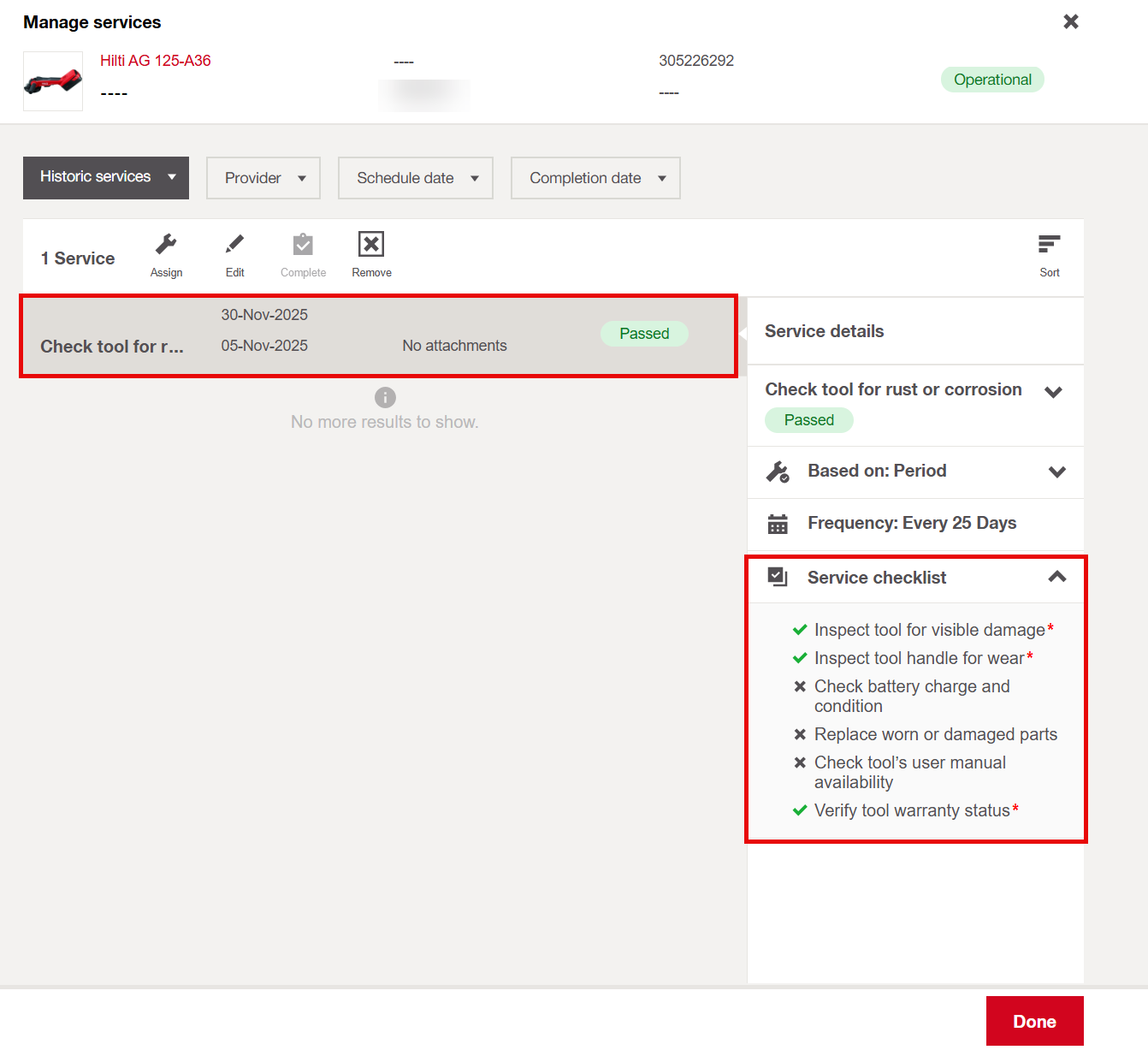 How to complete a service with a checklist using web platform – Hilti ...